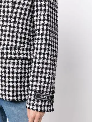 Versace Dogtooth Tweed Blazer - Black