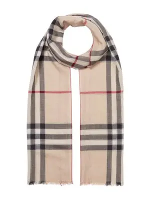 Burberry Check Wool Scarf - Neutrals