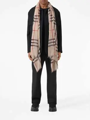 Burberry Check Wool Scarf - Neutrals