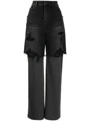 Goen.j Distressed Straight-leg Jeans - Grey
