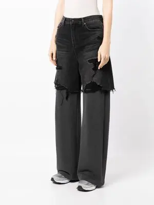 Goen.j Distressed Straight-leg Jeans - Grey
