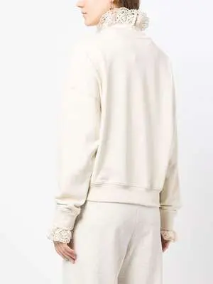 Goen.j Crochet-trimmed Sweatshirt - Neutrals