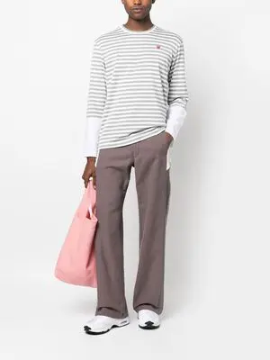 Play Comme Des Garcon Striped Long-sleeved T-shirt - Grey