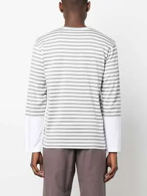 Play Comme Des Garcon Striped Long-sleeved T-shirt - Grey