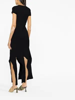Stella McCartney Striped Fringe Hem Midi Dress