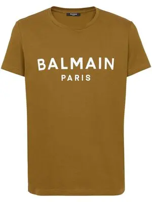 Balmain Logo-print Organic-cotton T-shirt - Brown
