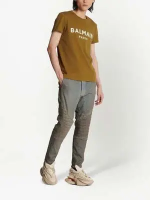 Balmain Logo-print Organic-cotton T-shirt - Brown