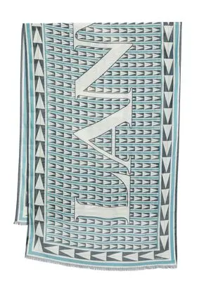 LANVIN Geometric-print Scarf - Blue