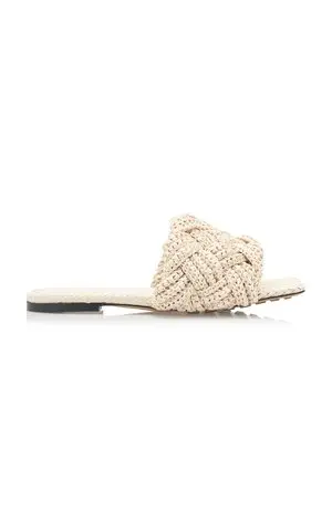 Bottega Veneta Lido Raffia Flat Sandals - Ivory