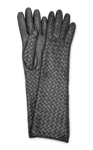 Bottega Veneta Intrecciato Leather Gloves - Black