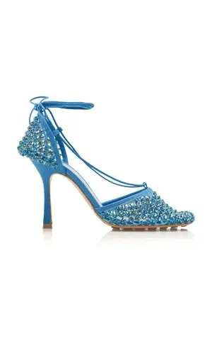 Bottega Veneta Stretch Crystal Embellished Sandals - Blue