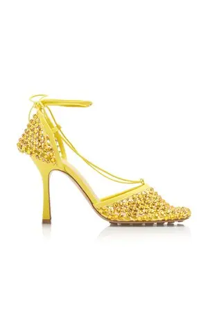 Bottega Veneta Stretch Crystal Embellished Sandals - Yellow