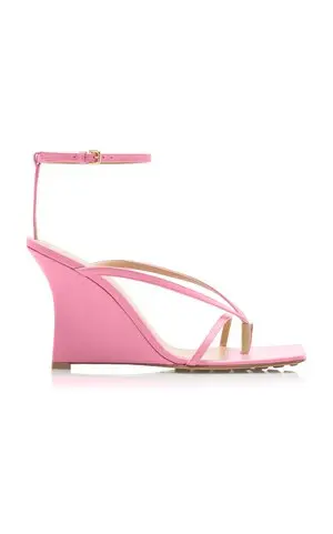 Bottega Veneta Lounge Leather Wedge Sandals - Pink