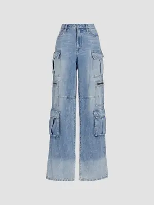 Alice + Olivia Cay Baggy Denim Cargo Pants