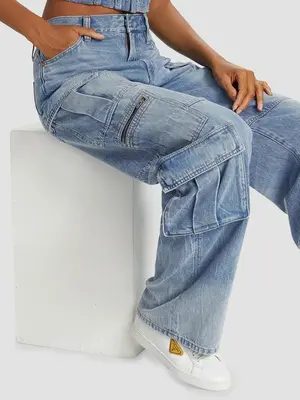 Alice + Olivia Cay Baggy Denim Cargo Pants