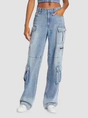 Alice + Olivia Cay Baggy Denim Cargo Pants