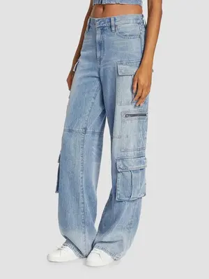 Alice + Olivia Cay Baggy Denim Cargo Pants