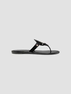 Tory Burch Miller Patent Leather Thong Sandals - Black