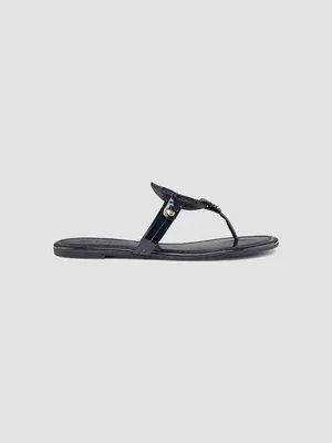 Tory Burch Miller Patent Leather Thong Sandals Navy