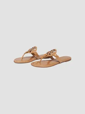 Tory Burch Miller Patent Leather Thong Sandals - Tan