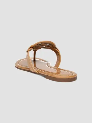 Tory Burch Miller Patent Leather Thong Sandals - Tan