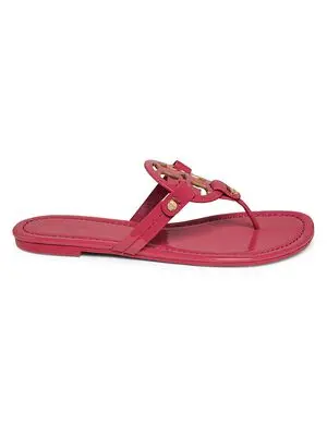 Tory Burch Women's Miller Patent Leather Thong Sandals - Rainwater  Washed Berry