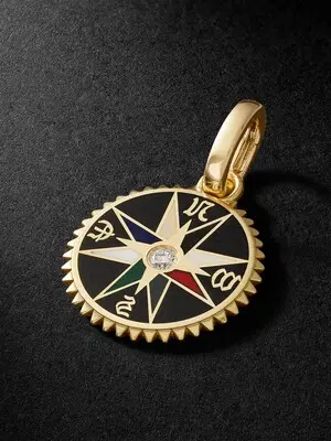 FOUNDRAE Internal Compass 18-karat Diamond And Enamel Pendant - Gold