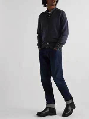 John Smedley Merino Wool Zip-up Cardigan - Blue