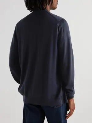 John Smedley Merino Wool Zip-up Cardigan - Blue