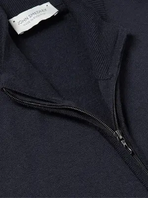 John Smedley Merino Wool Zip-up Cardigan - Blue