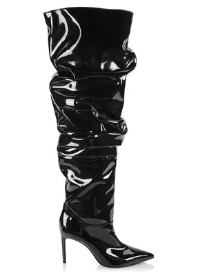 Schutz Women's Ashlee Patent Leather Slouchy Boots - Black - Size 5 - Black  - Black