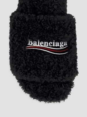 Balenciaga Fluffy Slide Sandals - Black