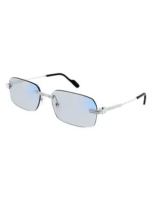Cartier Core Range 58mm Rectangular Sunglasses Silver