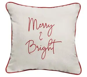 SORRA HOME Merry & Bright Embroidered Sunbrella Pillow - One-color