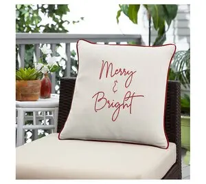 SORRA HOME Merry & Bright Embroidered Sunbrella Pillow