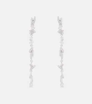 SUZANNE KALAN Classic 18kt White Gold Diamond Drop Earrings - Silver