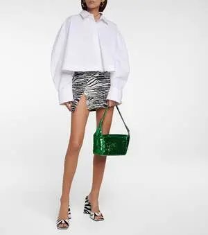 Attico 7/7 Sequined Leather Shoulder Bag - Green