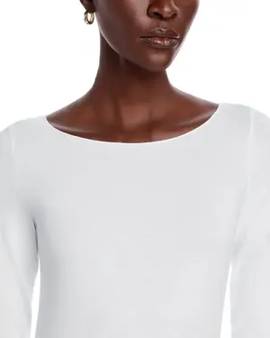 Majestic Filatures Boatneck Three Quarter Sleeve Top - Blanc