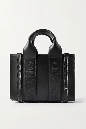Chloé Net Sustain Woody Mini Embroidered Leather Tote