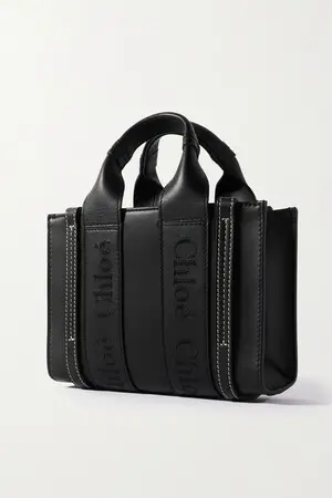 Chloé Net Sustain Woody Mini Embroidered Leather Tote