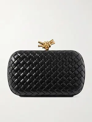 Bottega Veneta Knot Padded Intrecciato Leather Clutch - Black