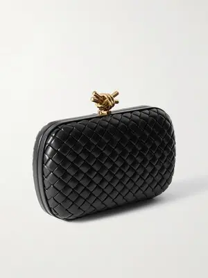 Bottega Veneta Knot Padded Intrecciato Leather Clutch - Black