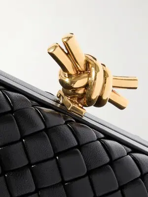 Bottega Veneta Knot Padded Intrecciato Leather Clutch - Black