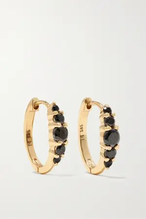 Ileana Makri Rivulet Medium 18-karat Gold Diamond Hoop Earrings - Black
