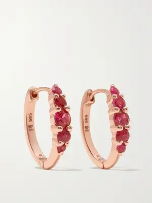 Ileana Makri Rivulet Medium 18-karat Rose Gold Ruby Hoop Earrings - Red