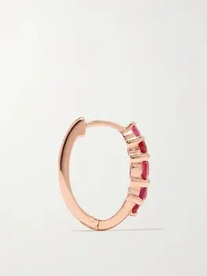 Ileana Makri Rivulet Medium 18-karat Rose Gold Ruby Hoop Earrings - Red