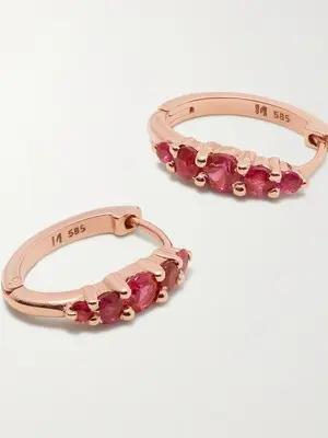 Ileana Makri Rivulet Medium 18-karat Rose Gold Ruby Hoop Earrings - Red