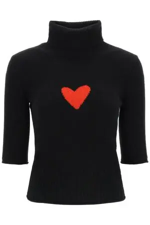 Max Mara Cashmere Turtleneck Sweater With Heart-shaped Intarsia