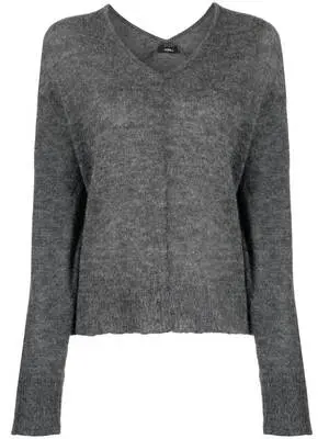 Goen.j V-neck Knitted Sweater - Grey