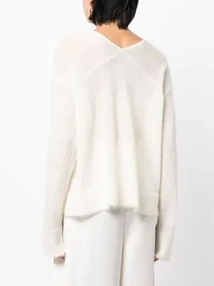 Goen.j V-neck Knitted Sweater - White